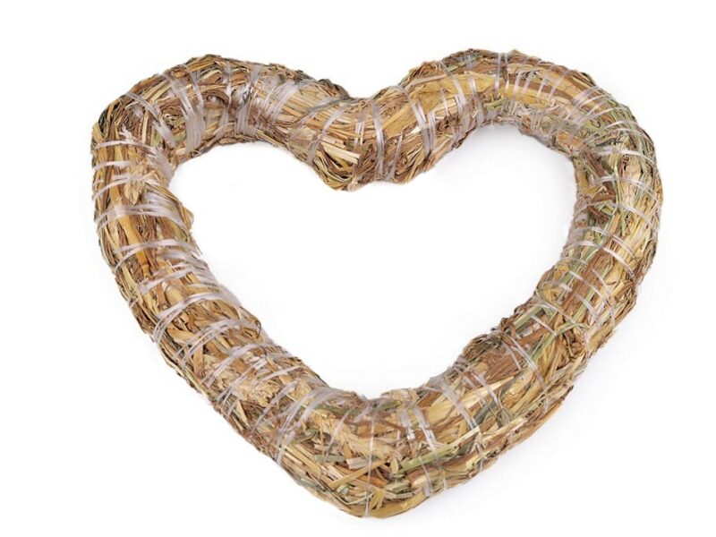 Coronita paie, forma inima, Ø30 cm - Hartie Creponata